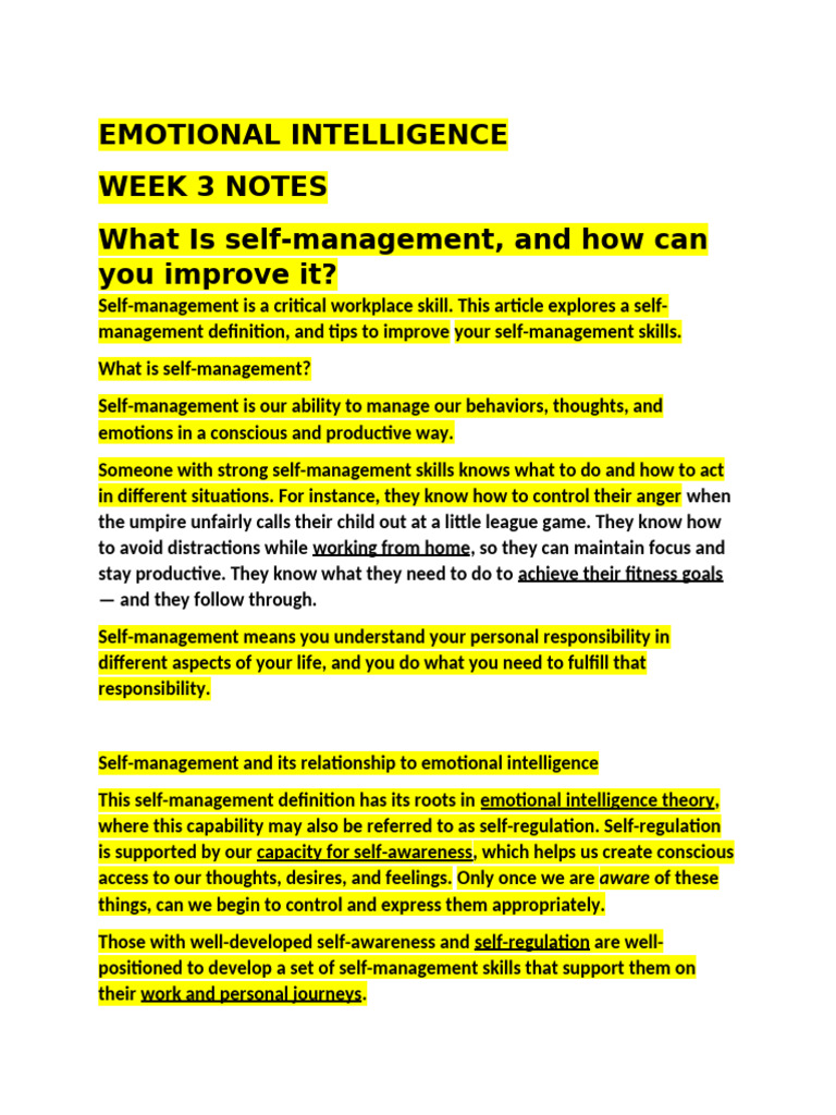 Emotional Intelligence Notes | PDF | Optimism | Anxiety