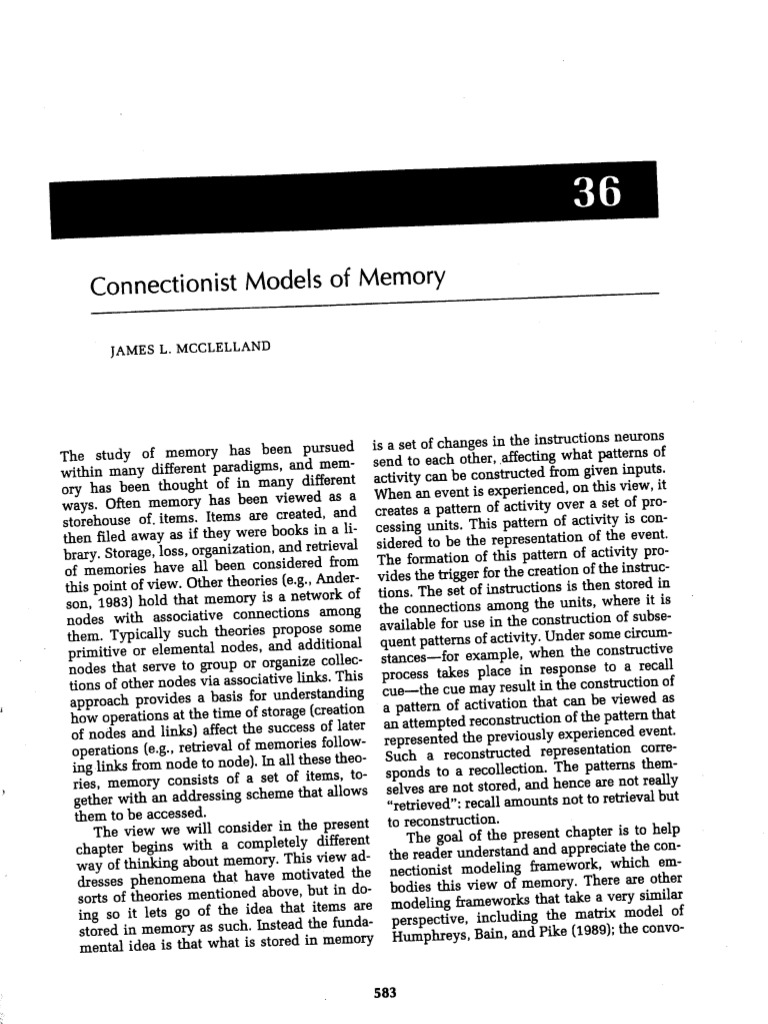 Connectionist Model of Memory | PDF