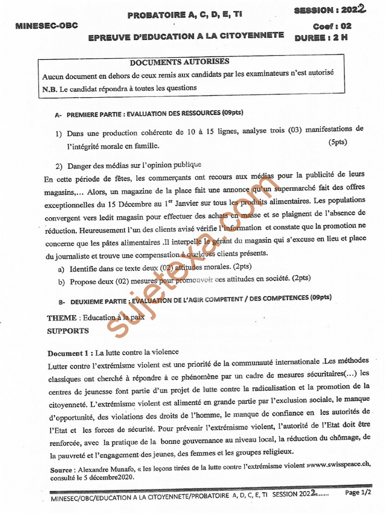 Probatoire 2022 | PDF