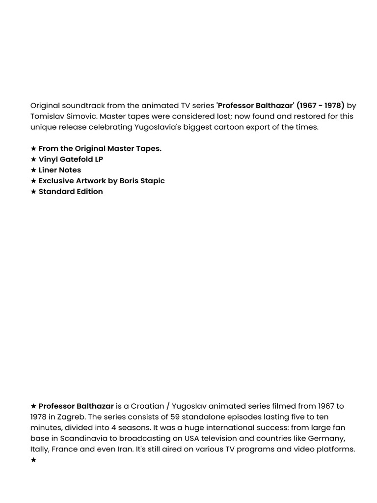 Tomislav Simovic 'Professor Balthazar' (1967 - 1978) | PDF