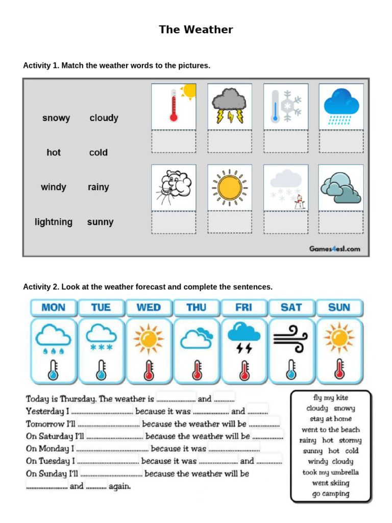 The Weather Worksheet | PDF