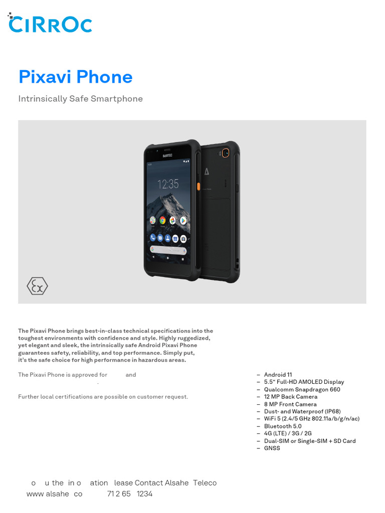 Rugged Intrinsically Safe Pixavi Phone | PDF | Mobile Phones | Consumer ...