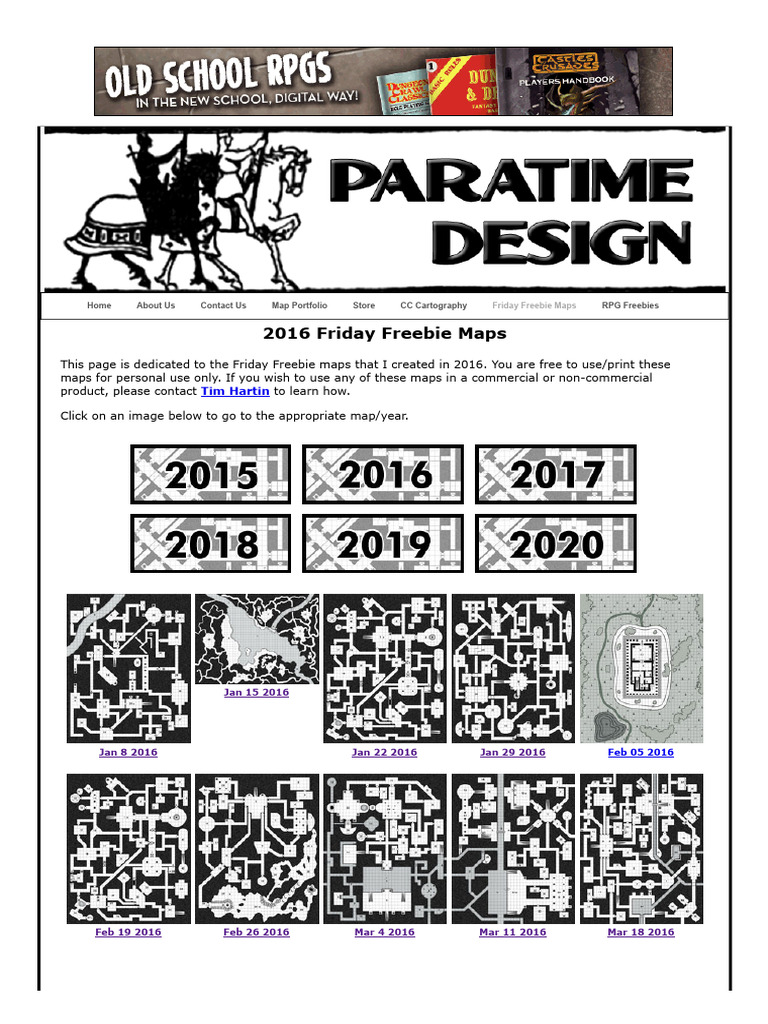 Friday Freebie Maps 2016 - Paratime Design - Old School RPGs ...