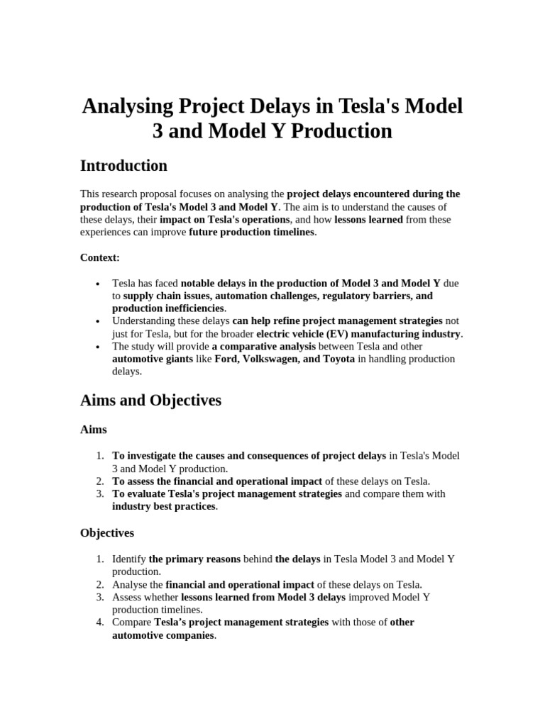 Tesla Model 3 & Y Production Delays Analysis | PDF | Automotive ...