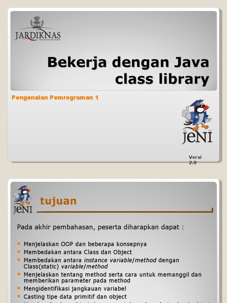 JENI Slides-Intro1-Bab09-Bekerja Dengan Java Class Library | PDF | Komputer
