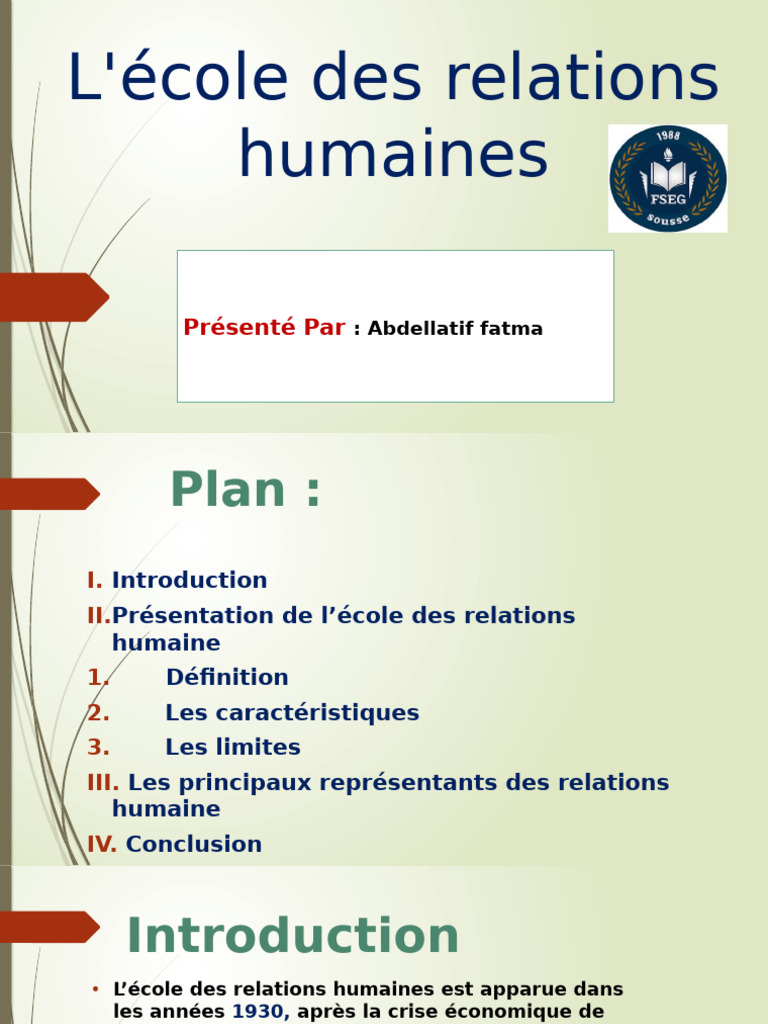 L'école des relations humaines expliquée | PDF | Motivation | Motivant