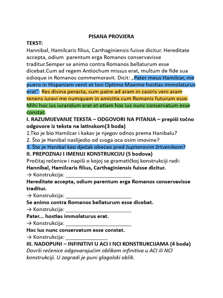 Pisana Provjera KRAJ PRIMJER | PDF