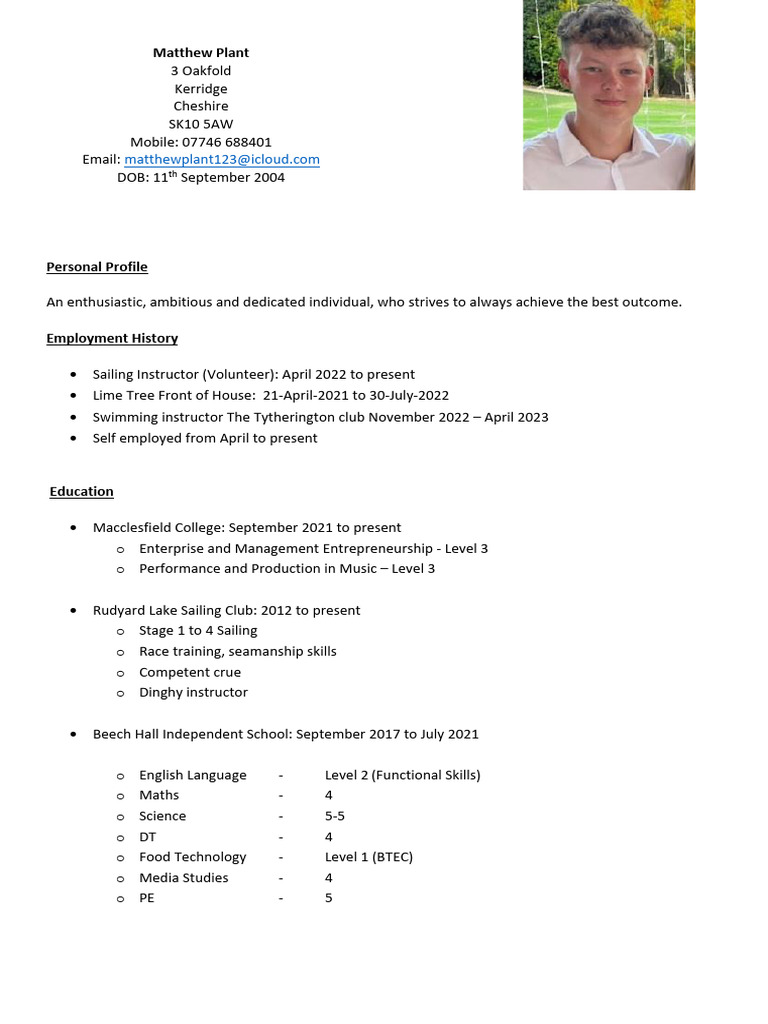 M Plant - CV | PDF