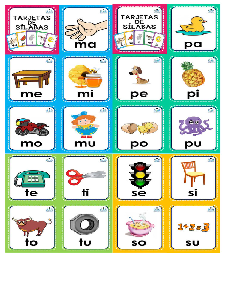 Tarjetas de Silabas Pequeño | PDF