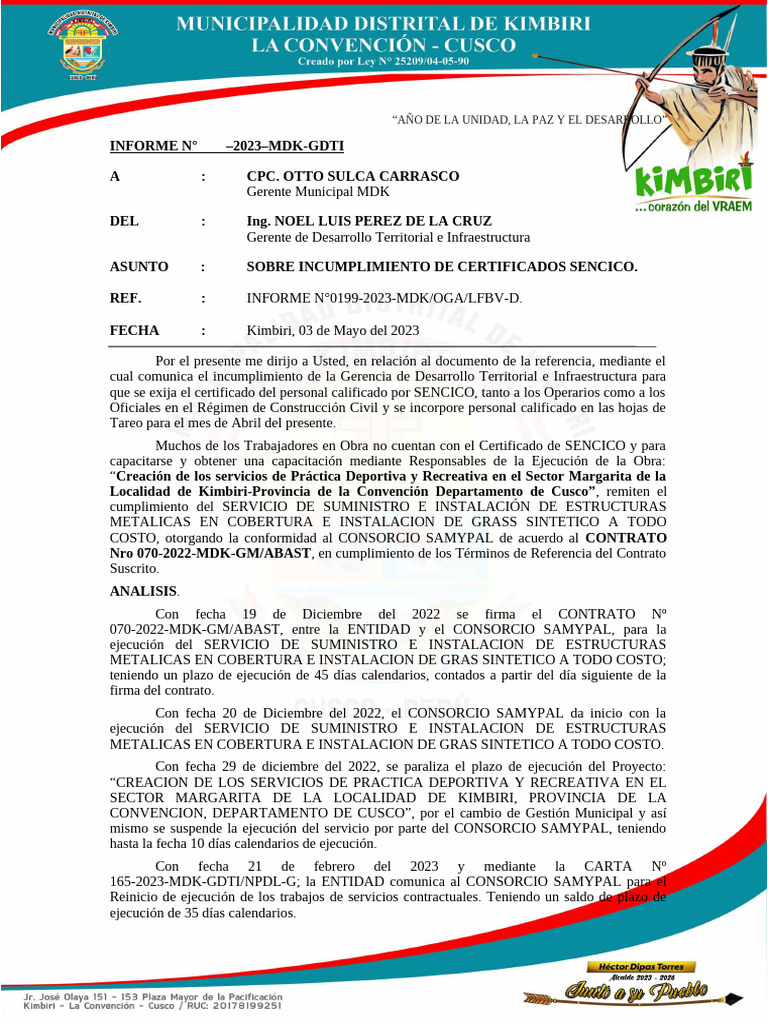 INFORME SOBRE SENCICO | PDF