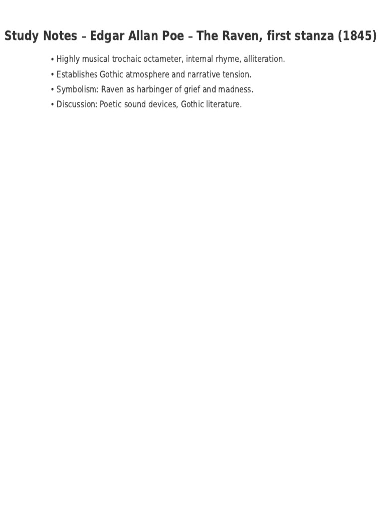 Poe Raven NotesFromClass | PDF