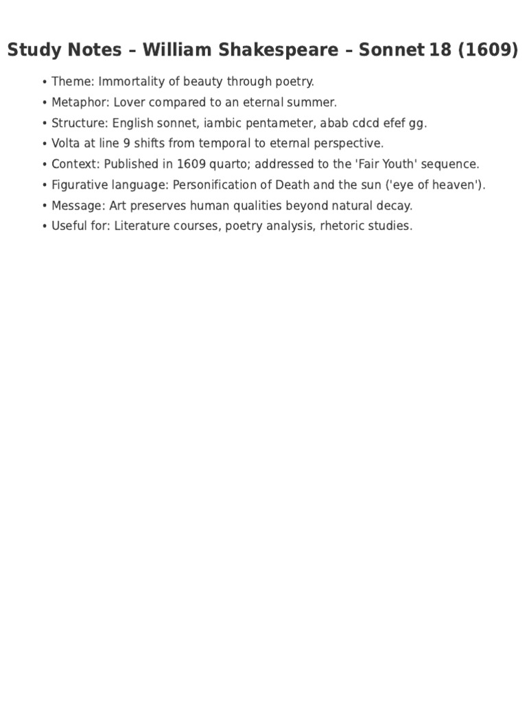 shakespeare_sonnet_18_notesFromClass | PDF