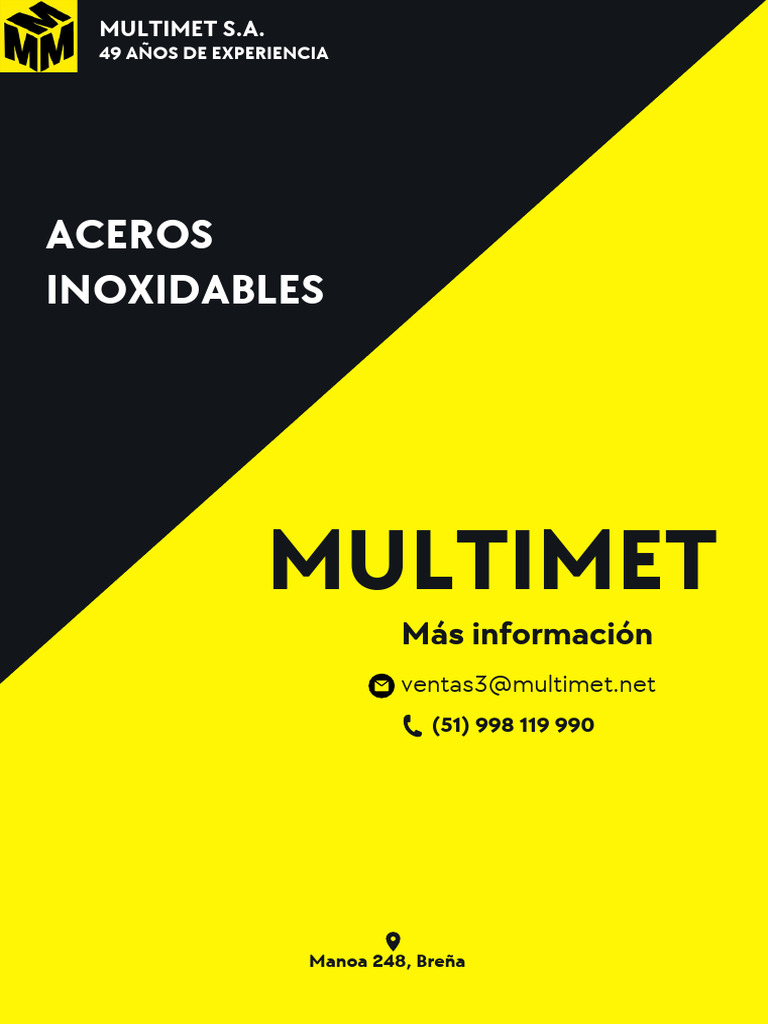 Planchas de Acero Inoxidable Multimet | PDF