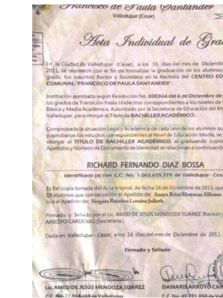 Acta de Grado Yeison Morales | PDF