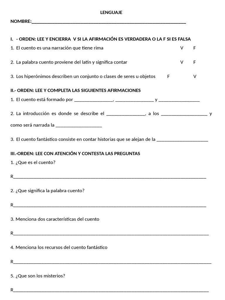 Eval Leng | PDF | Cuentos | Lingüística