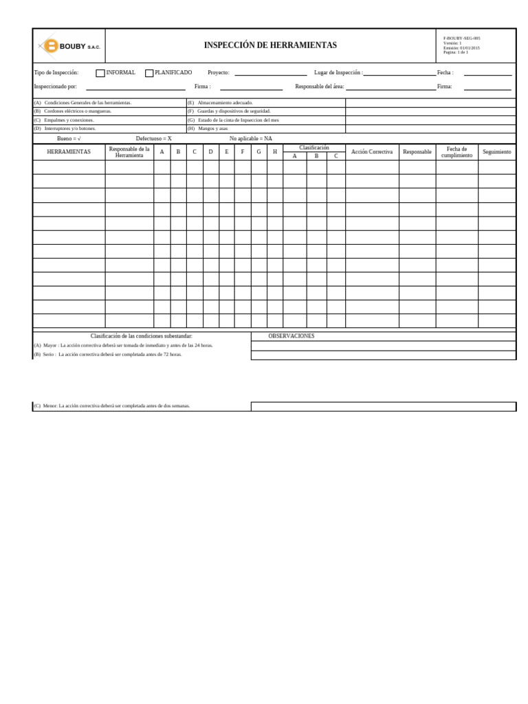 F-Bouby-Seg-005 Inspección de Herramientas | PDF