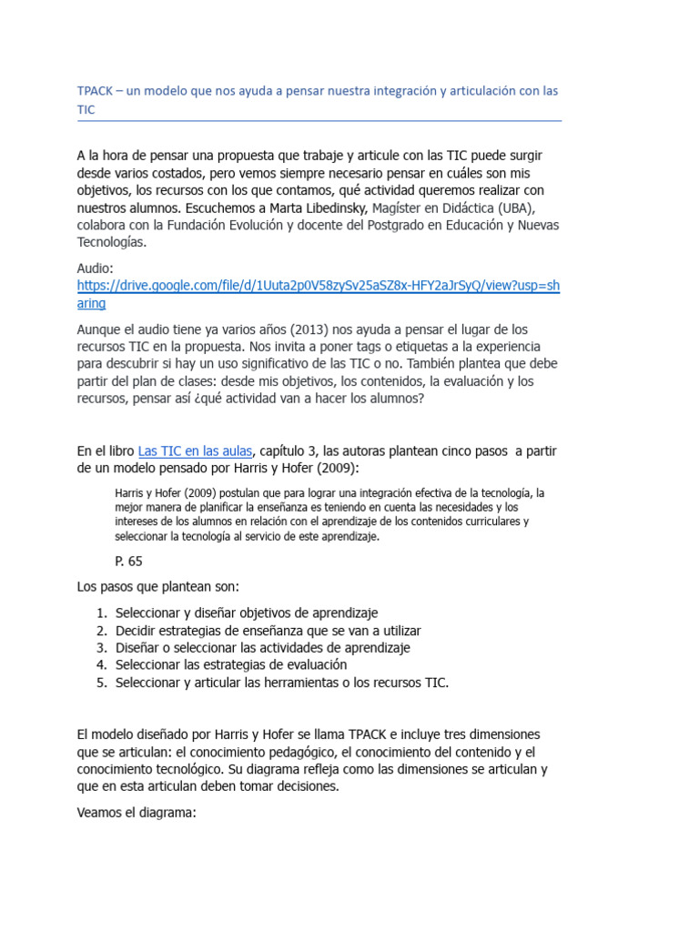 Modelo Tpack | PDF | Enseñando | Pedagogía