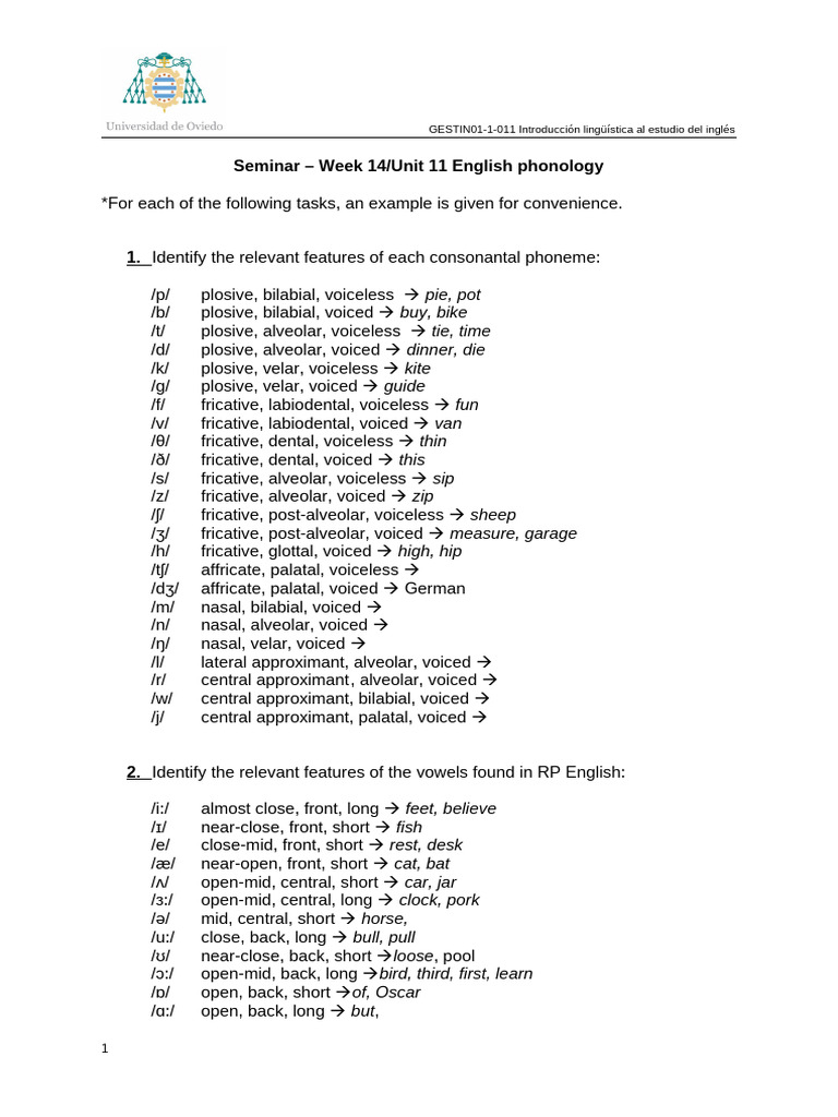 Seminar W13 - Unit 11 English Phonology | PDF | Human Voice | Phonetics