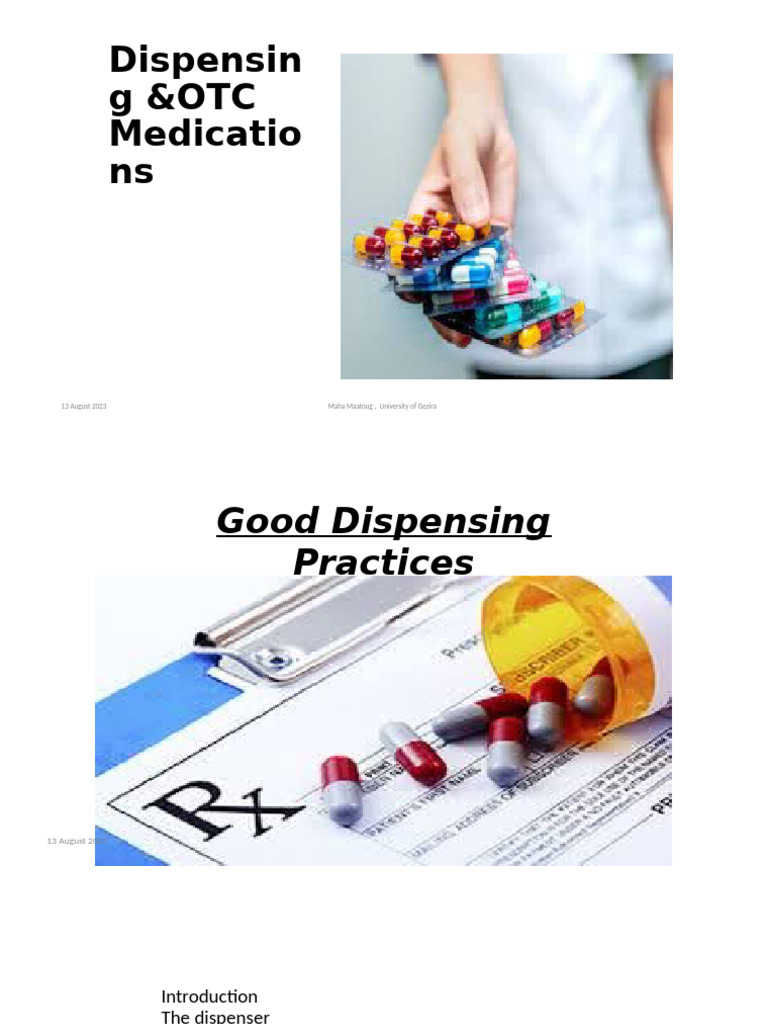 Good Dispensing Practices-1 | PDF | Dose (Biochemistry) | Chemistry