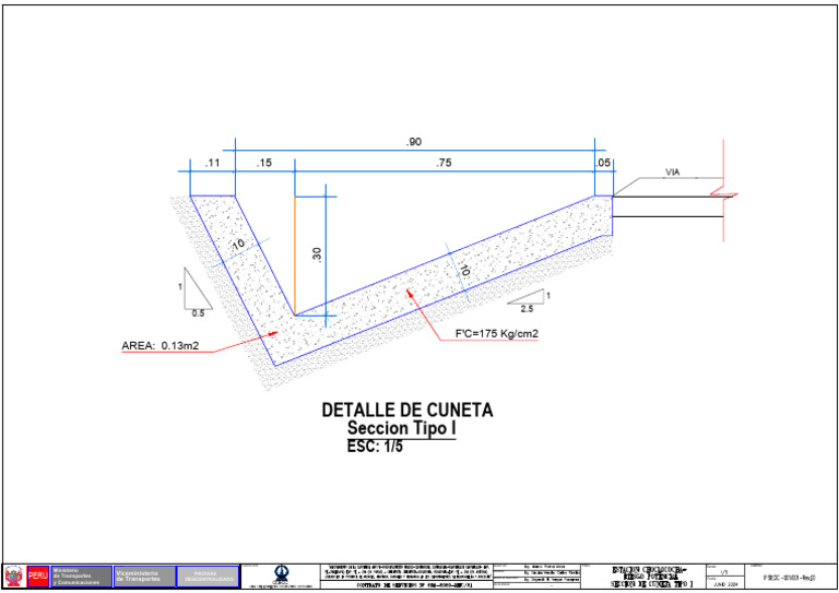Detalle de Cuneta Tipo L para Aguas Lluvias | PDF