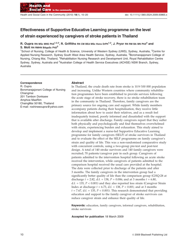 oupra effectiveness of supportive educative learning programme on the level of strain ...