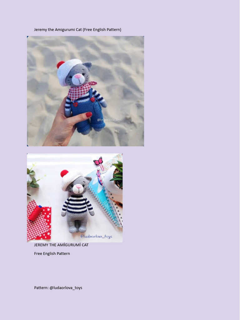 Receita - Jeremy o Gato - by @ludaorlova - Toys | PDF | Crochet | Knitting