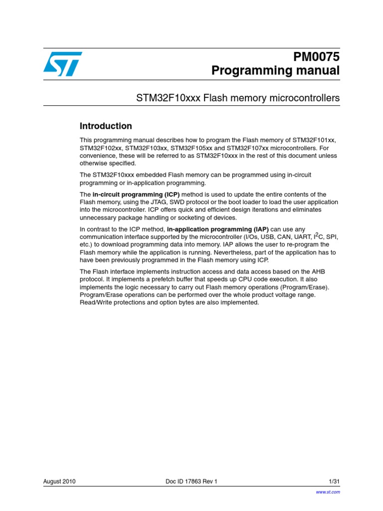 Stm32 Flash Programming Pdf Flash Memory Booting 