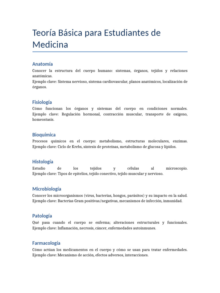 Teoría Básica Estudiante Medicina | PDF