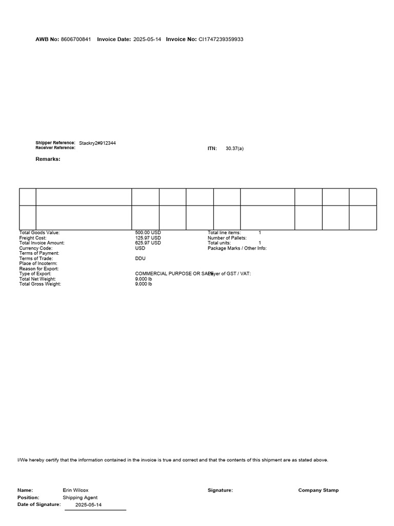 Commercial Invoice | PDF | Value Added Tax | Invoice