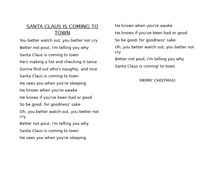 Santa Claus Is Coming To Town | PDF