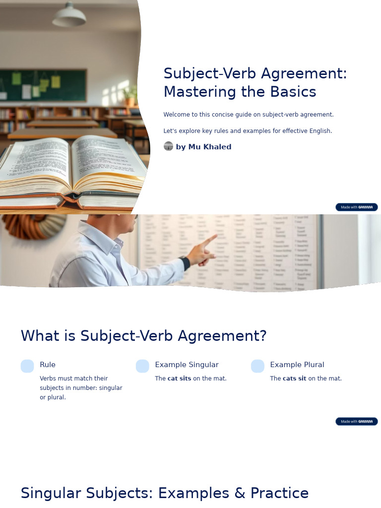 Subject-Verb Agreement Basics Guide | PDF | Grammatical Number | Plural