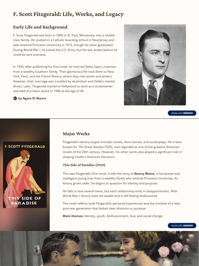 F Scott Fitzgerald Life Works and Legacy | PDF | The Great Gatsby | F ...