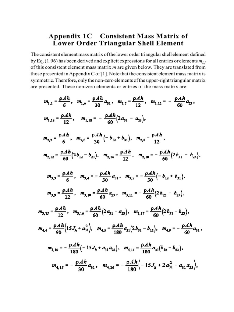 Stochastic Structural Dynamics - 2013 - To - Appendix 1C Consistent Mass Matrix of Lower Order ...