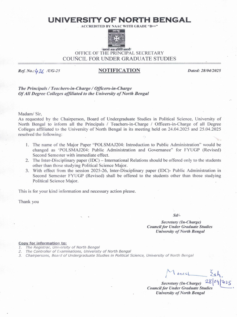 Notifications All Degree Colleges (Political Science) | PDF