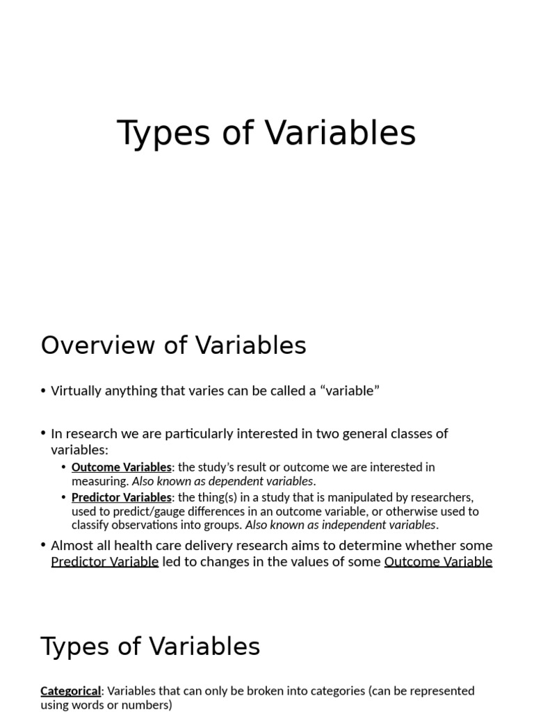 1 2 1 Variable Types | PDF | Categorical Variable | Level Of Measurement