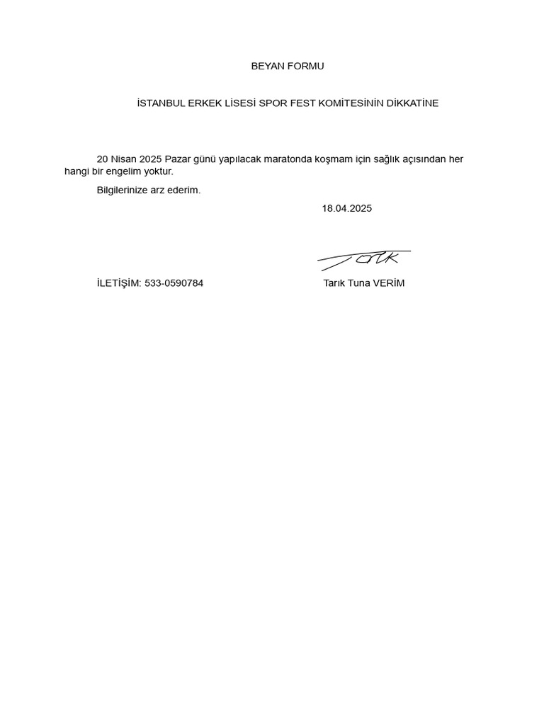 Sağlık Beyan Formu | PDF