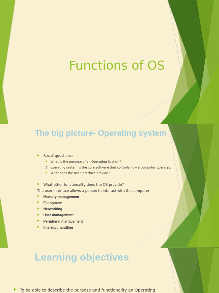 Lesson 2 - Functions of OS | PDF | Operating System | Process (Computing)