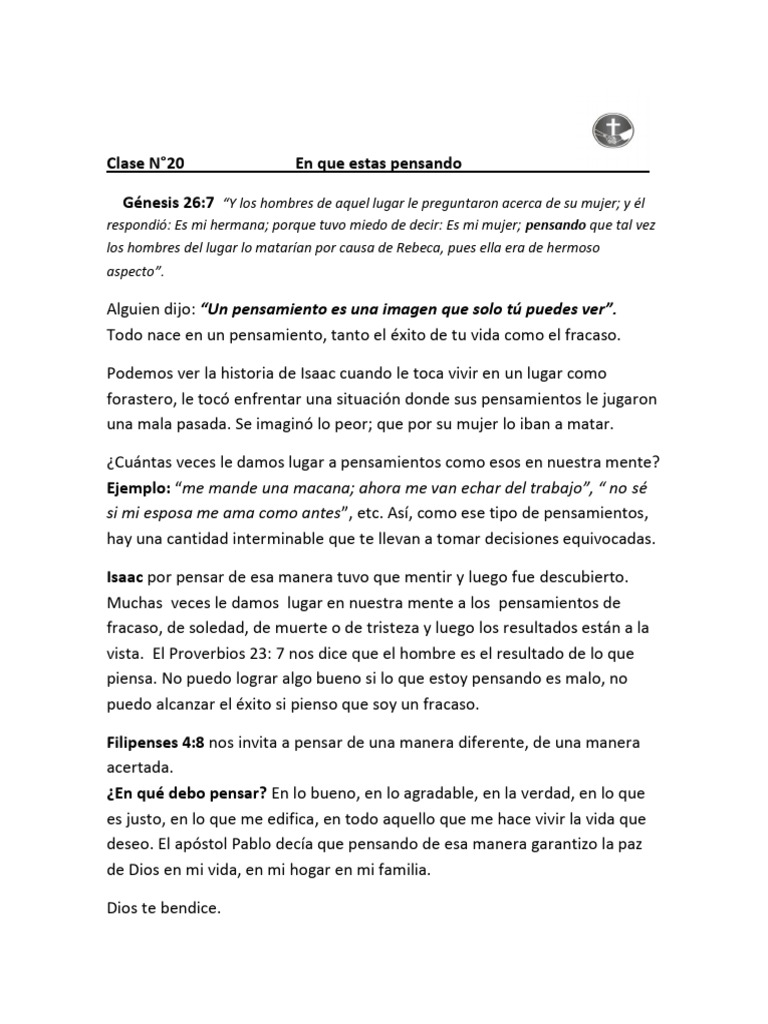 Clase 20 en Que Estas Pensando... | PDF