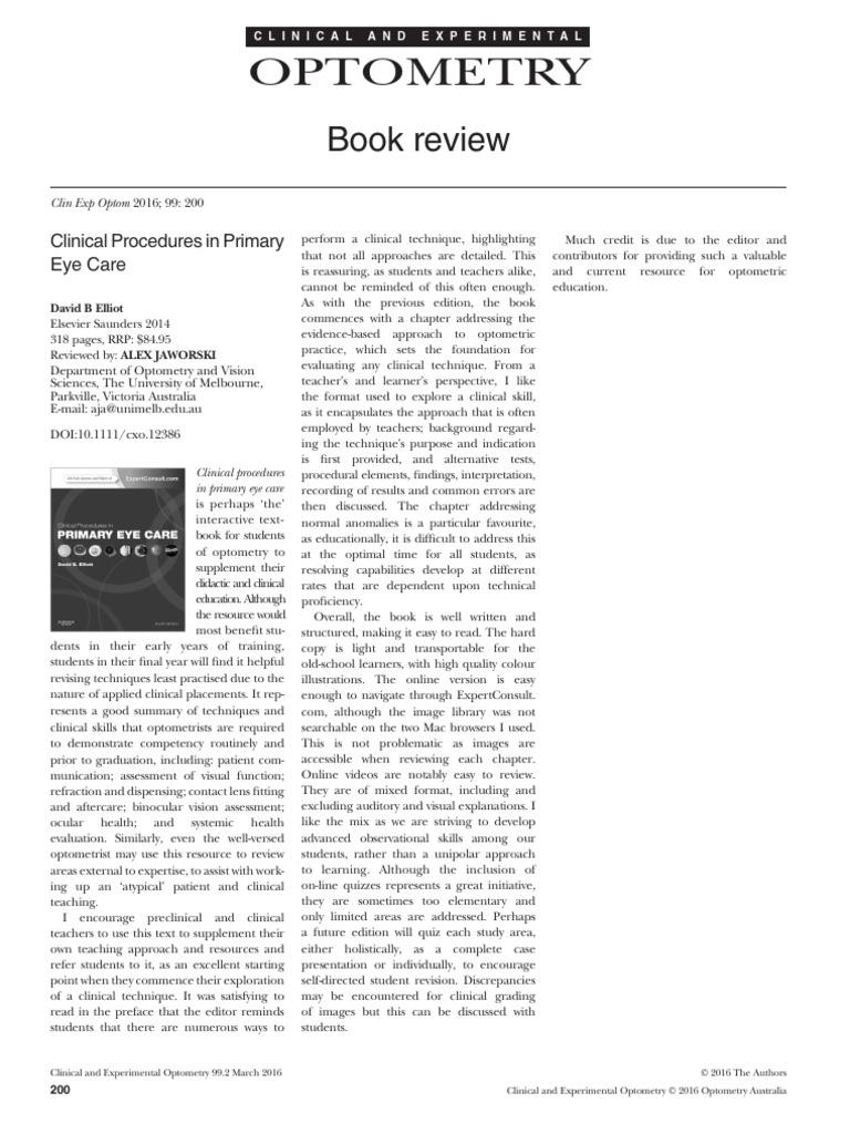 Clinical Procedures in Primary Eye Care | PDF | Optometry | Vision