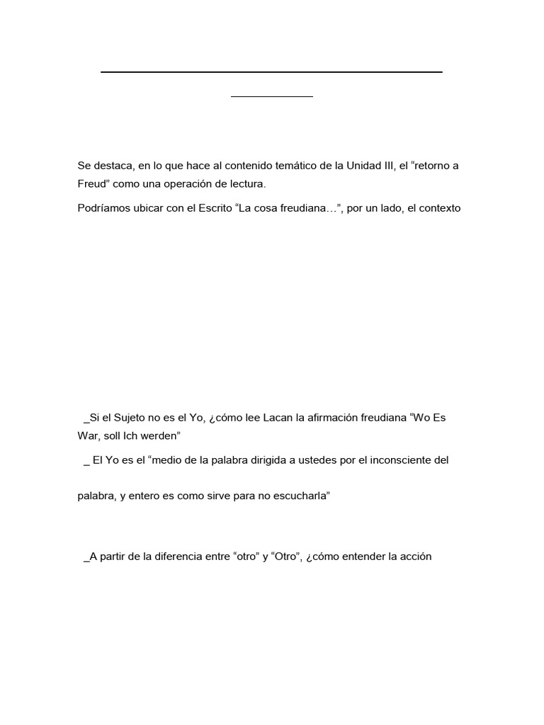 La Cosa Freudiana - Guía de Lectura | PDF