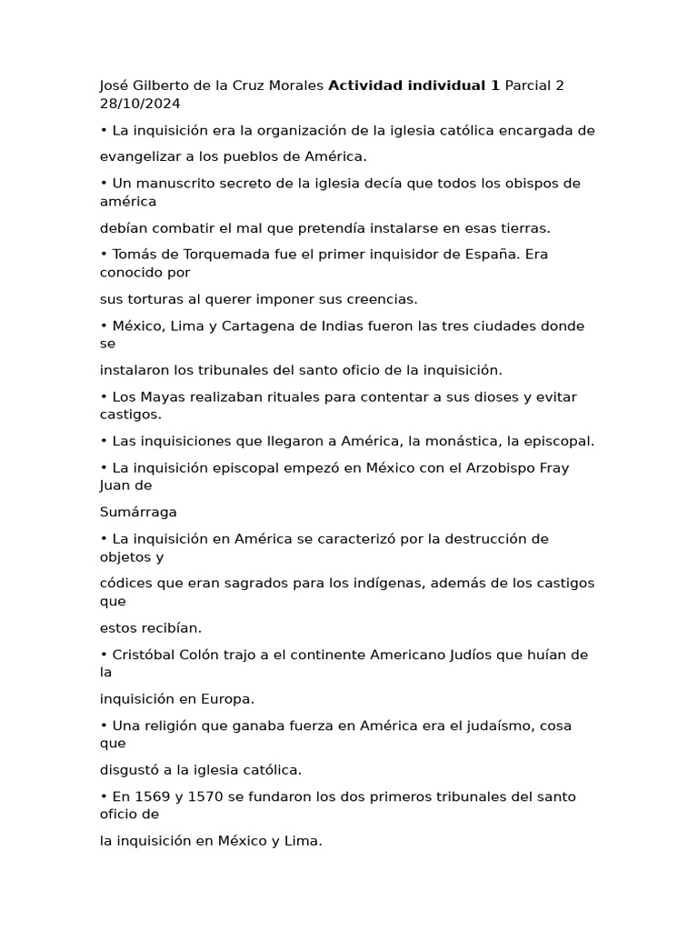 Actividad Individual 1 | PDF | Inquisición española | Inquisición