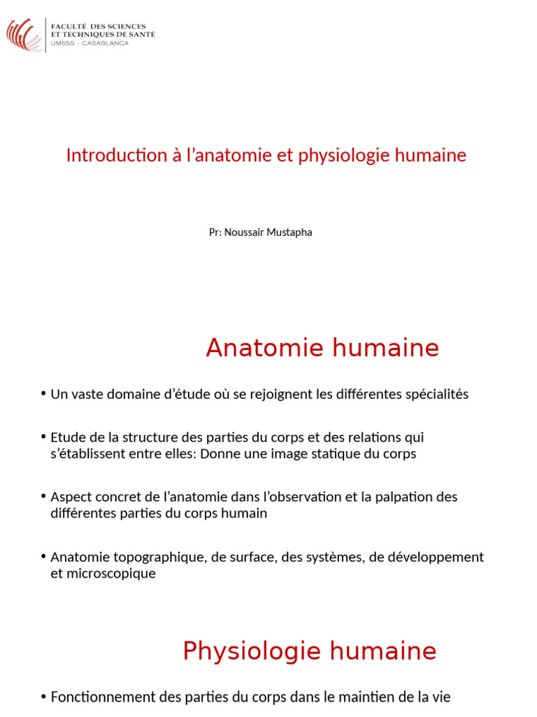 Introduction Anatomie Physiologie Cours Infirmier | PDF