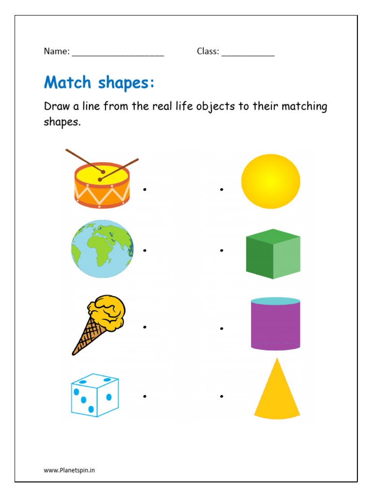 Draw Line To Match Real Life Objects With Their Matching Shapes ...