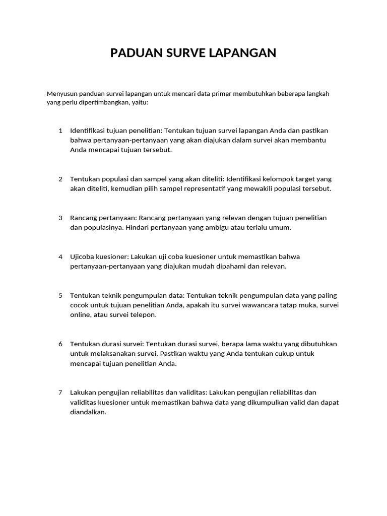 Paduan Surve Lapangan | PDF