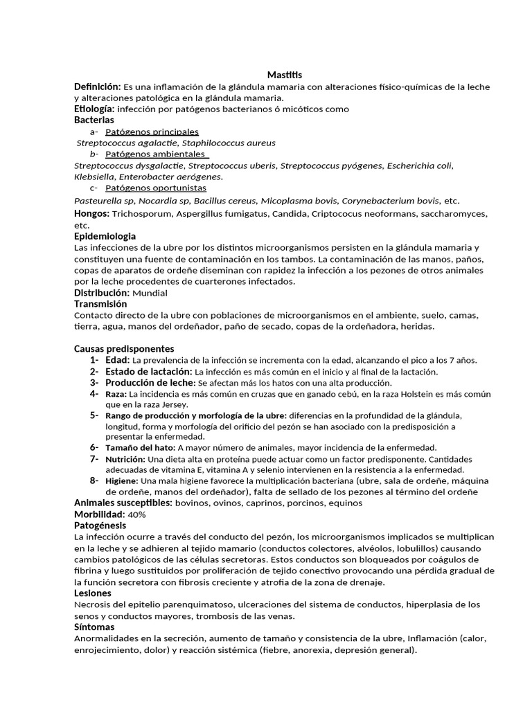 Mastitis+Campilobacteriosis+Actinimicosis | PDF | Vacas | Leche