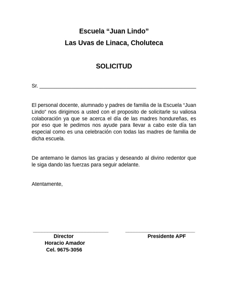 Solicitud Dia Madre | PDF