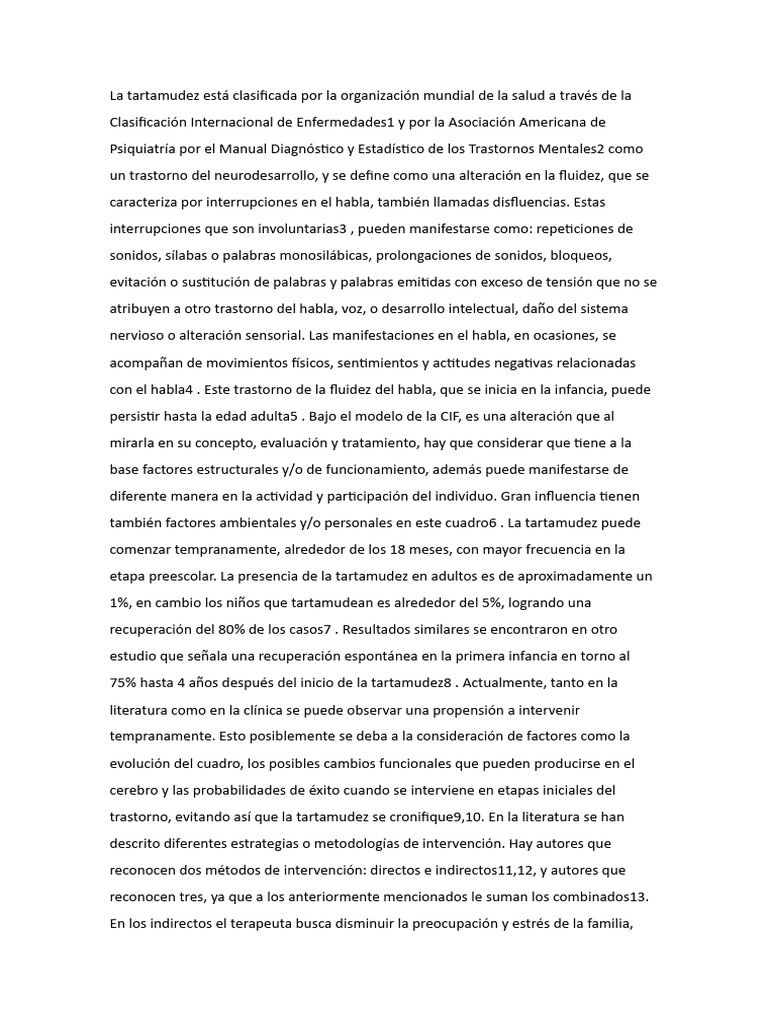 Intervenciones para la Tartamudez Infantil | PDF | Tartamudeo ...