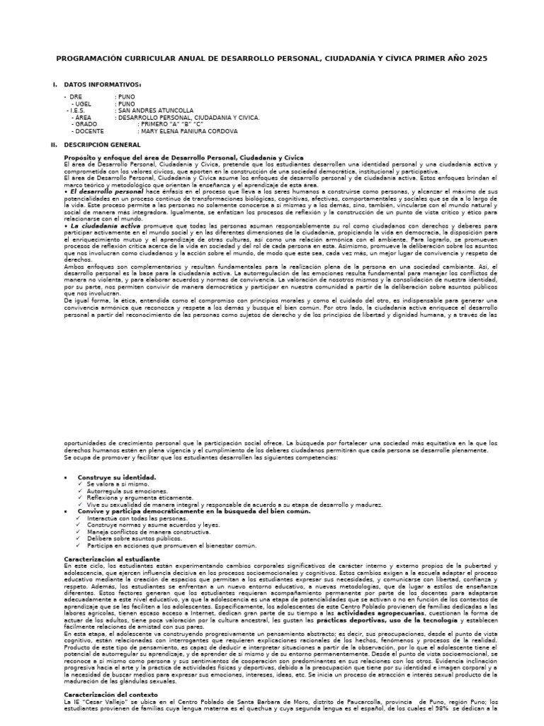 Programación DPCC 2025 | PDF | Aprendizaje | Enseñando