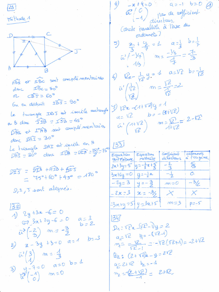2nde - Geometrie Repérée - Corrigé Exercices | PDF