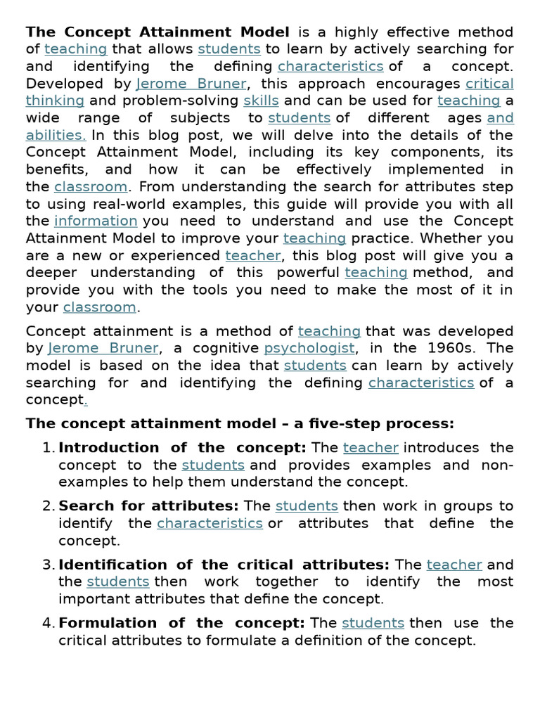The Concept Attainment Model is a highly effective method of | PDF ...